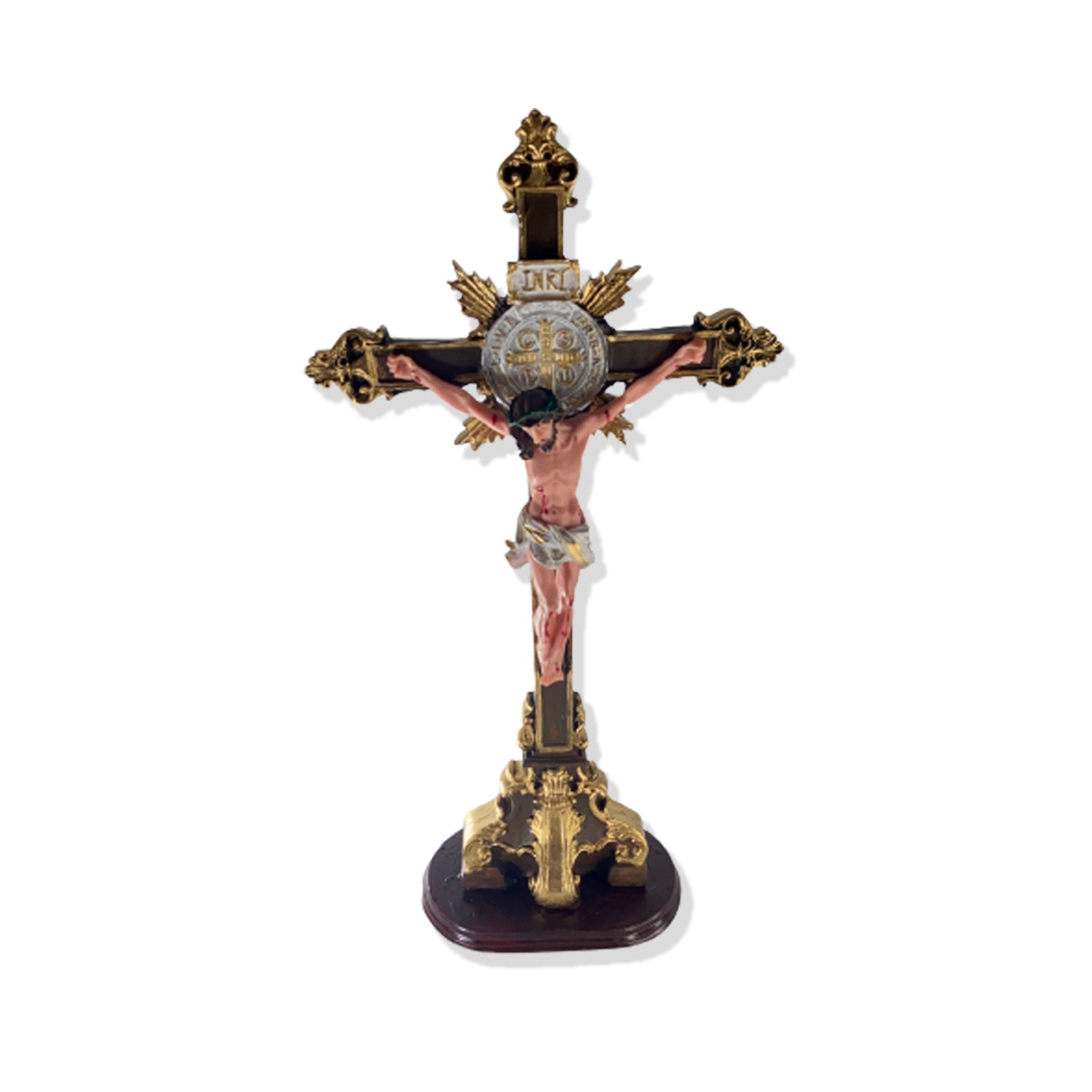 CRUCIFIXO DE RESINA NACIONAL COM MEDALHA SÃO BENTO 56CM (1 UNIDADE ...